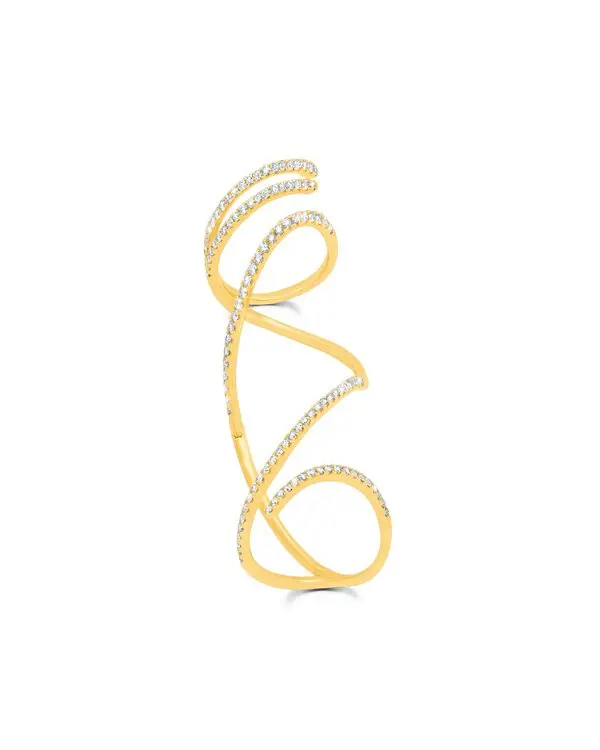 GRAZIELA 18k Yellow Gold Mega Swirl Diamond Ring, Size