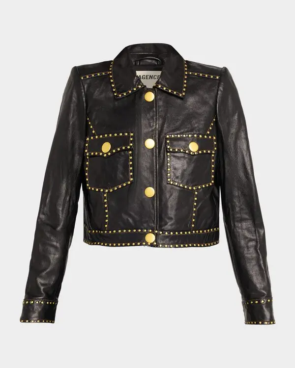 L'Agence Winsome Studded Leather Jacket