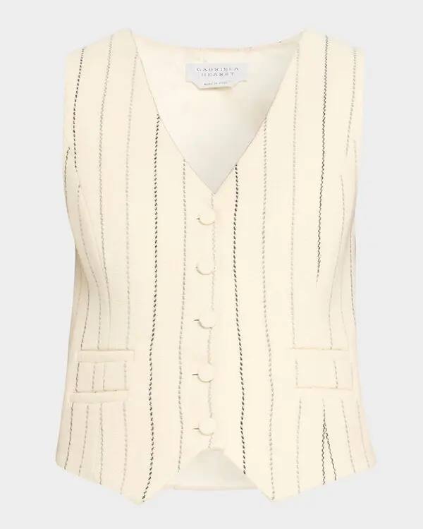 Gabriela Hearst Coleridge Wool Cashmere Pinstripe Vest