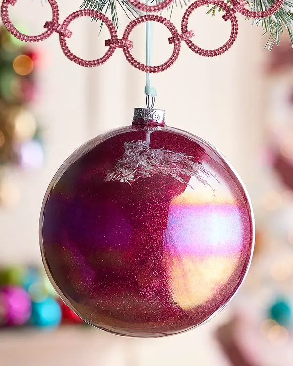 JIM MARVIN Fuchsia Sparkle Bottle Ball Christmas Ornament