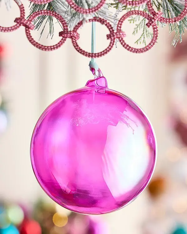 JIM MARVIN Fuchsia Bottle Glass Christmas Ornament