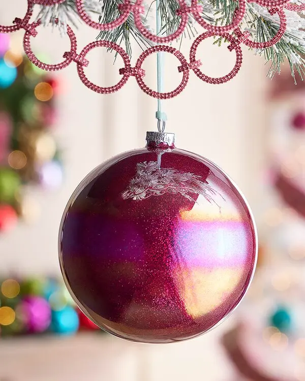JIM MARVIN Fuchsia Glass Globe Christmas Ornament