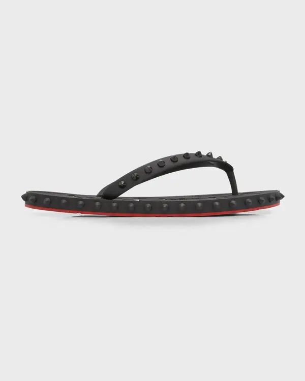 CHRISTIAN LOUBOUTIN Loubi Donna Spike Red Sole Flip Flops