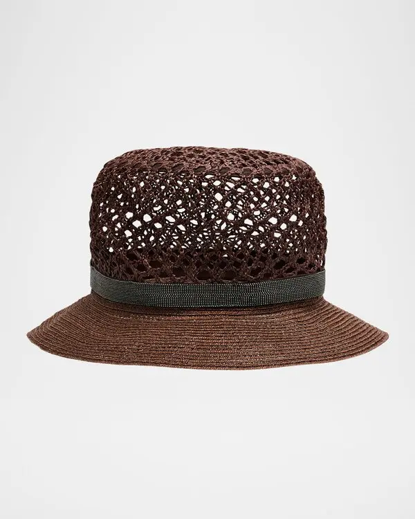 Brunello Cucinelli Straw Fedora W/ Beads