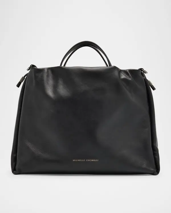 Brunello Cucinelli Large Puffy Leather Top-handle Bag