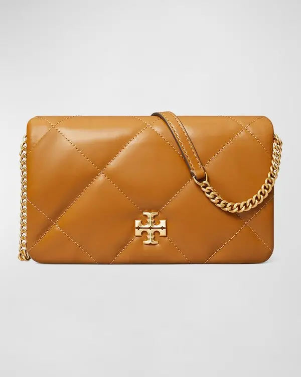 Tory Burch Kira Diamond Quilted Leather Wallet On Chain