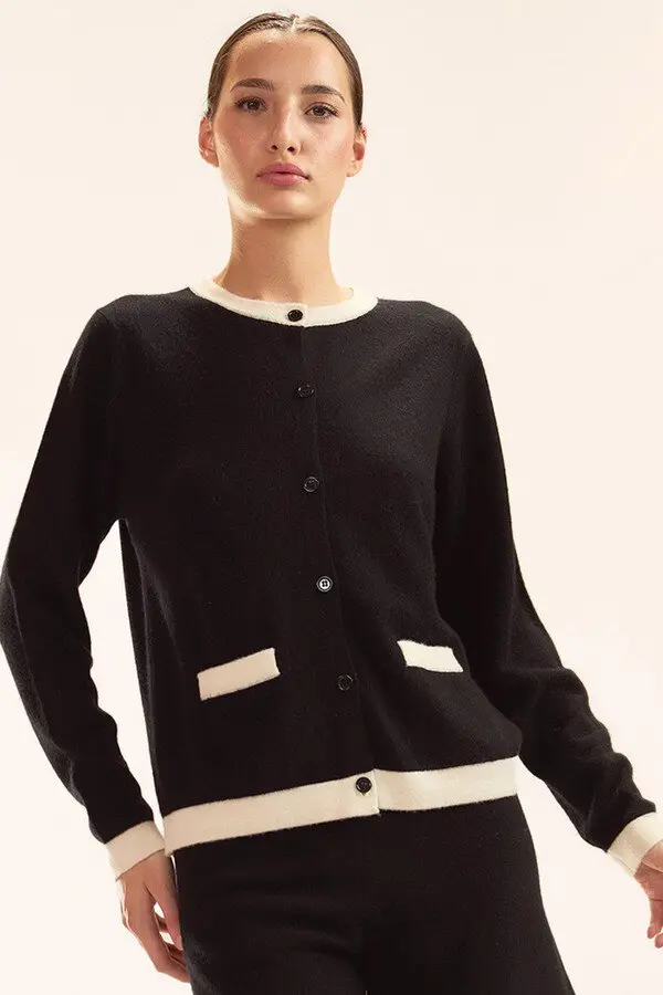 Cynthia Rowley Noa Knit Cardigan - Black / Multicolor / White