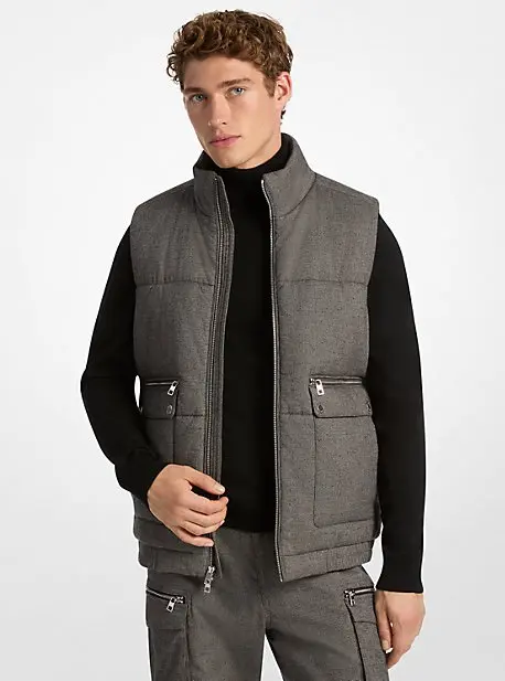 Michael Kors Houndstooth Cotton Puffer Vest