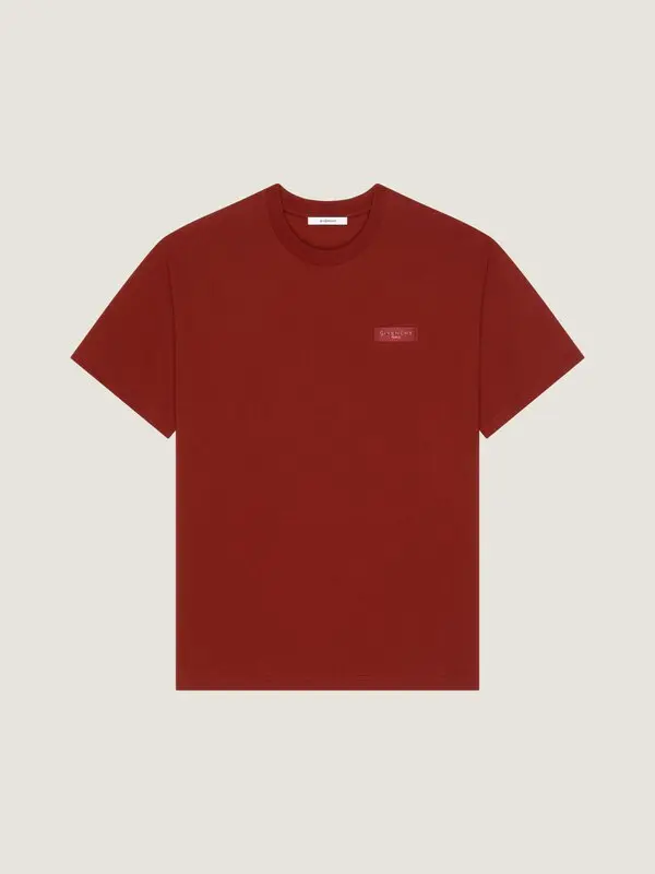 Givenchy T-shirt In Cotton With Paris Gros Grain - Dark Red