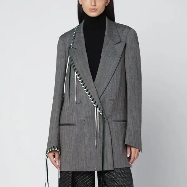 Dries Van Noten Double-breasted Jacket With Embroidered Stitch Decorations