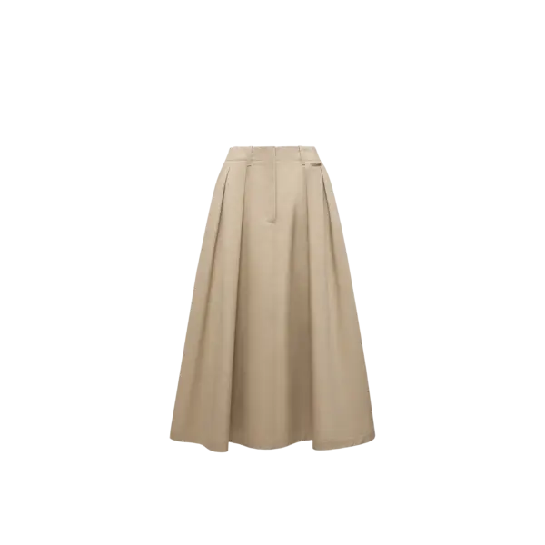 Moncler Logo Label Cotton Gabardine Midi Skirt