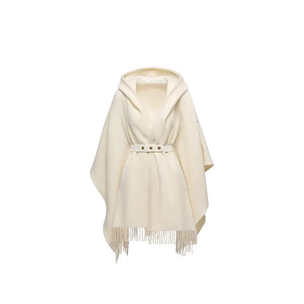 Moncler Belted Wool Cape - White