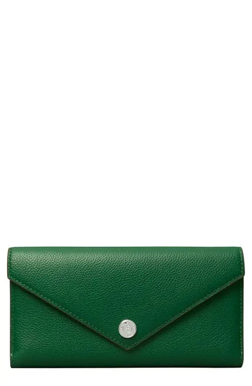 Tory Burch Long Pebble Leather Trifold Envelope Wallet