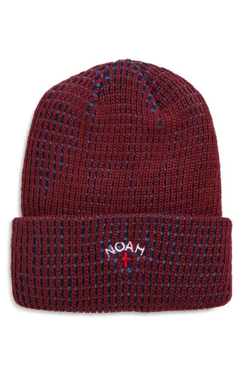 NOAH Tri-color Beanie - Light Blue/navy/maroon