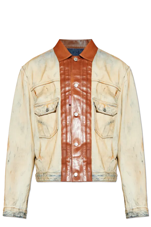 Dsquared2 Denim Jacket With Leather Trim
