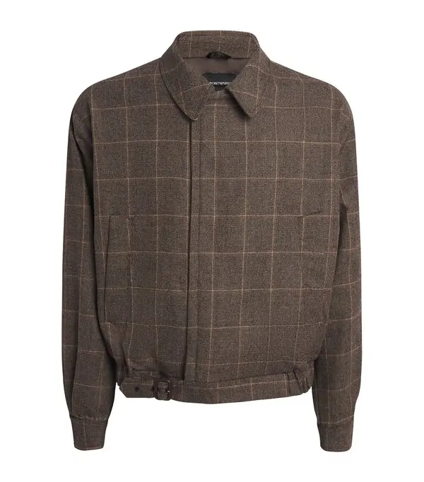 Emporio Armani Virgin Wool-blend Flannel Check Blouson Jacket