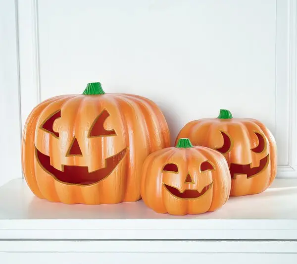HAY & HARVEST As Is Set-3 Nestable Stackable Pumpkins
