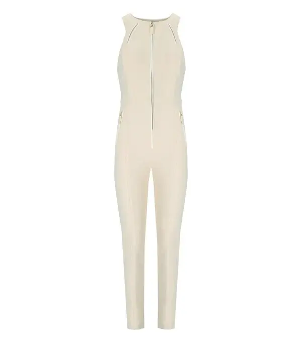 Elisabetta Franchi Milk Zipped Jumpsuit