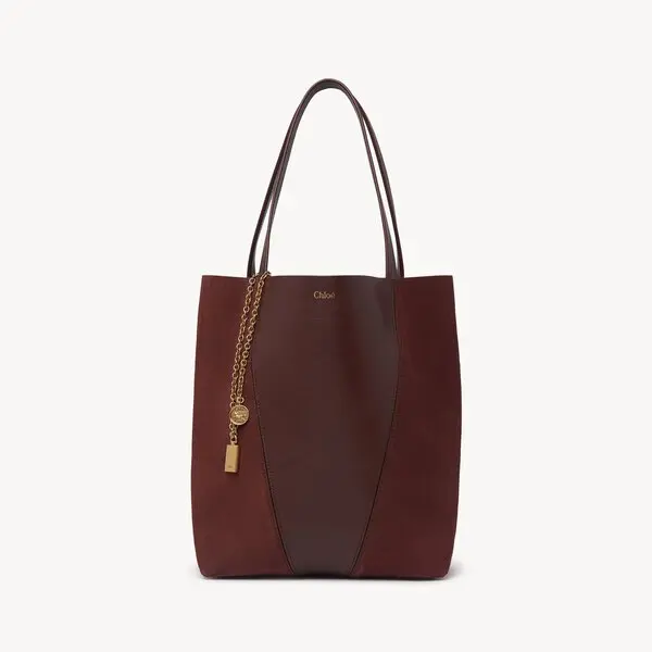 Chloé Spin Tote Bag In Grained & Suede Leather