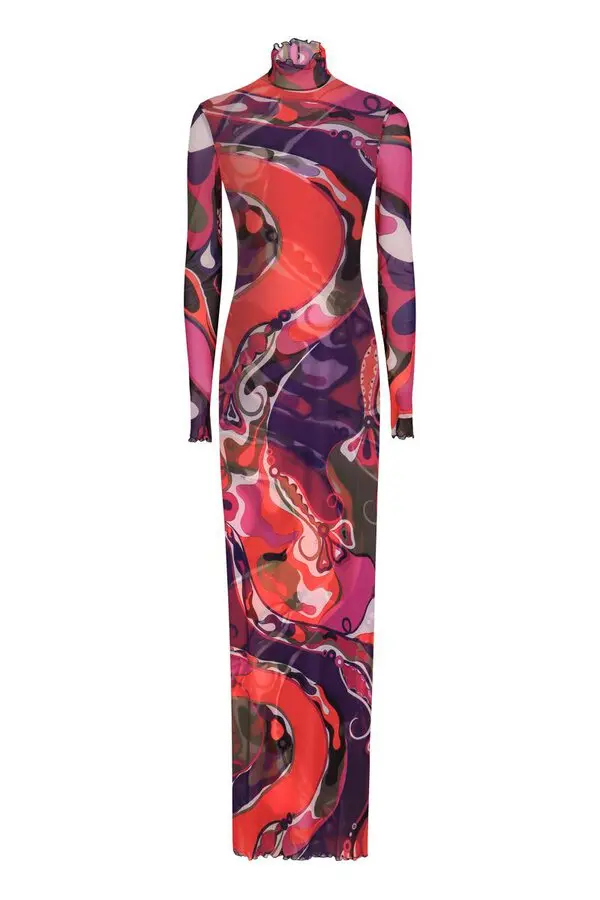 Emilio Pucci Orchid Print Long Dress - Multicolor