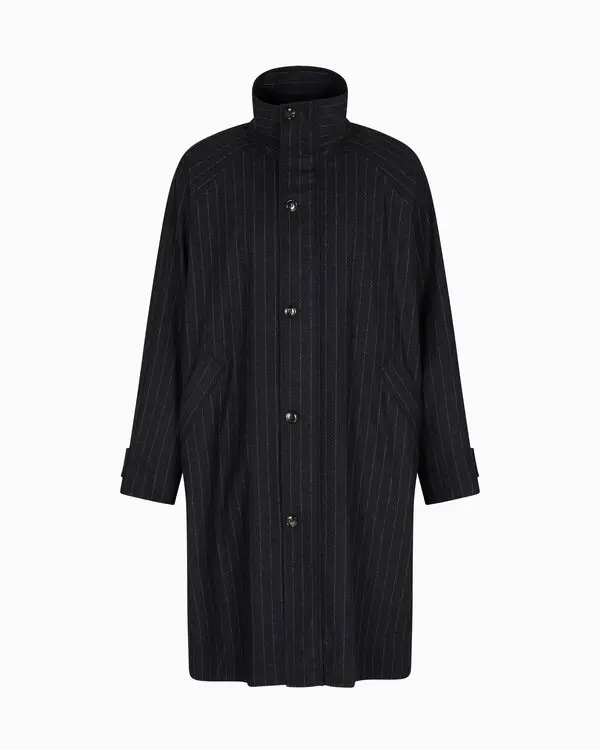 Giorgio Armani Pinstriped Cashmere And Wool-blend Coat