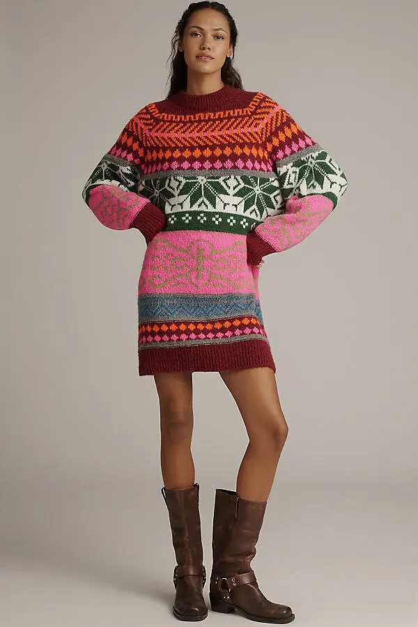 Essentiel Antwerp Long-sleeve Jacquard Sweater Mi Dress