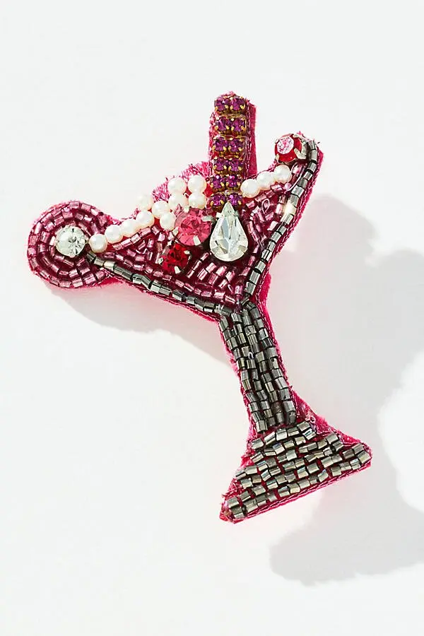 Anthropologie Embellished Icon Brooch - Drink