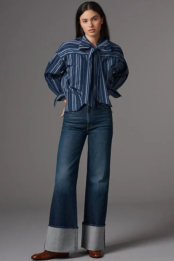 MOTHER Hustler Roller Sneak High-rise Wide-leg Jeans