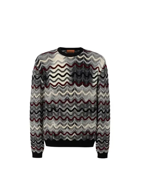 Missoni Crew-neck Sweater With Geometric Zigzag Pattern