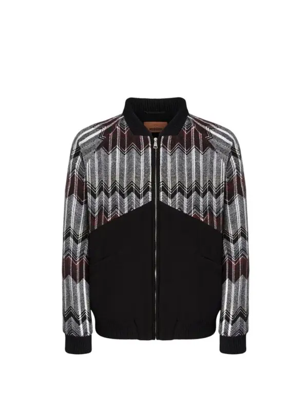 Missoni Wool-blend Bomber Jacket With Zigzag Insert