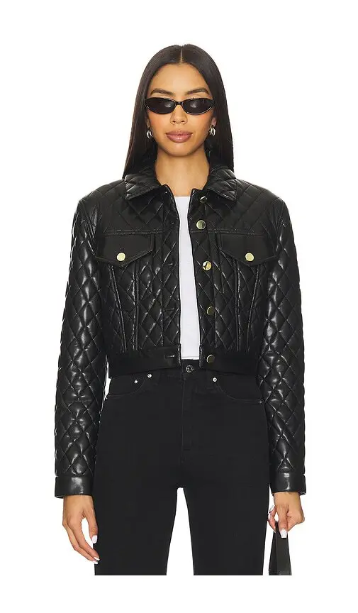 Alice + Olivia Chloe Quilted Faux Leather Jacket