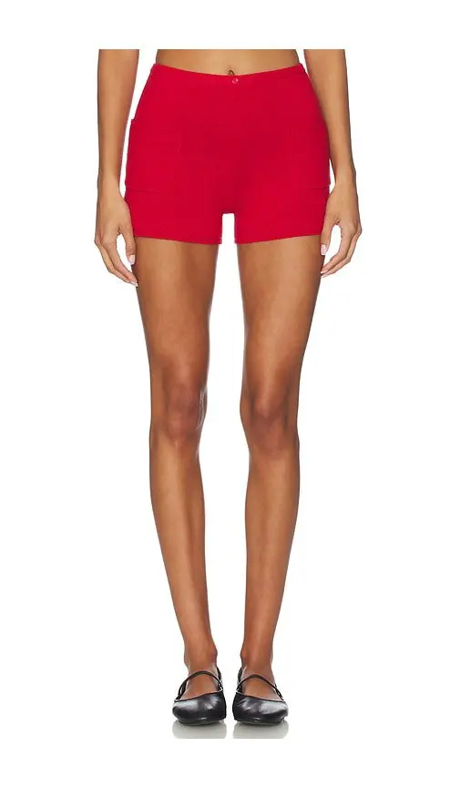PEACHY DEN Marie Knit Short In Red