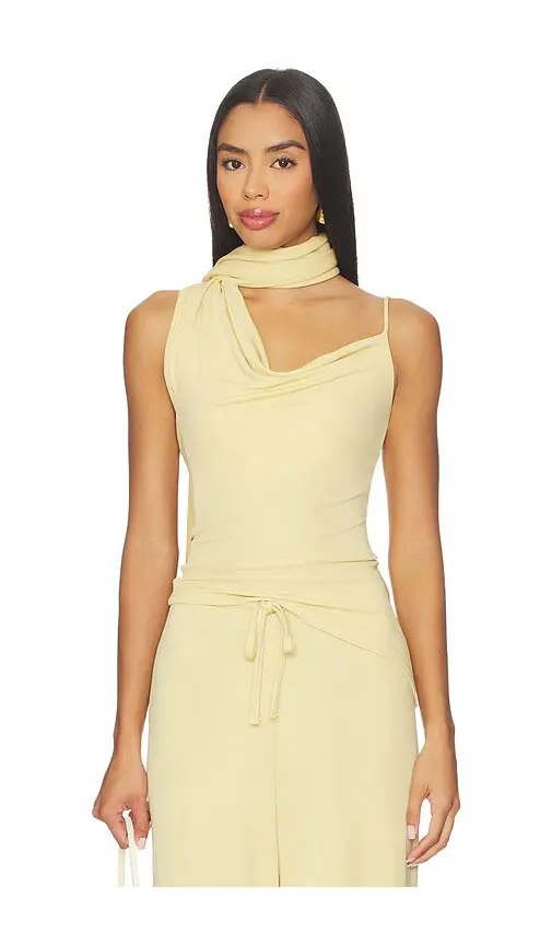 AYA MUSE Asymmetrical Scarf Tank Top In Yellow