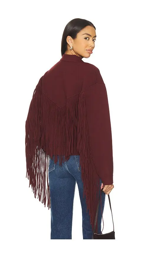 Essentiel Antwerp Istern Fringe Jacket In Burgundy