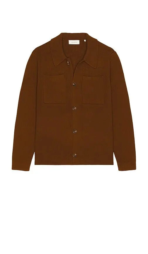 LES DEUX Fischer Cotton Milano Overshirt In Brown