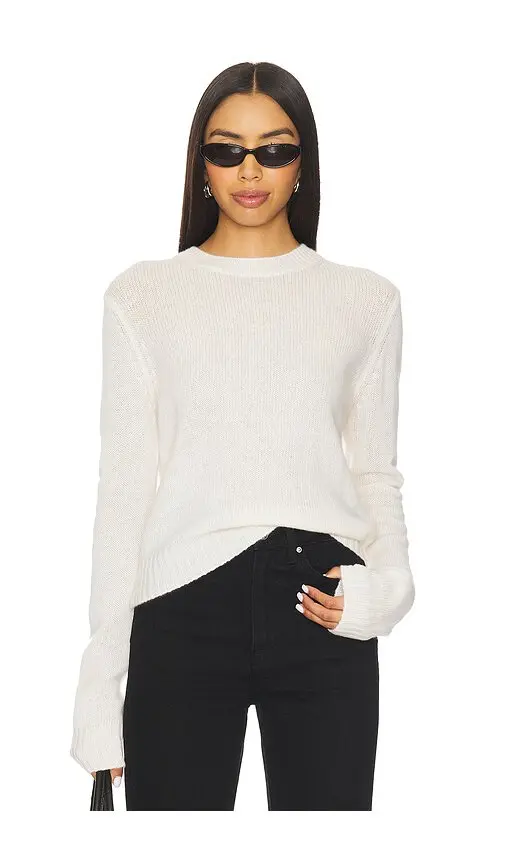 Enza Costa Easy Long Sleeve Crew Sweater In Beige