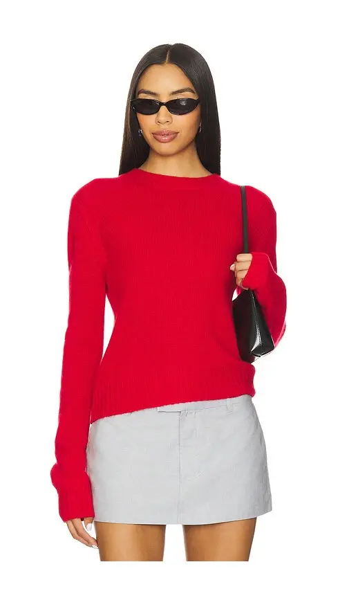Enza Costa Easy Long Sleeve Crew Sweater In Red