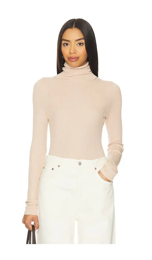 Enza Costa Layering Turtleneck Sweater In Beige