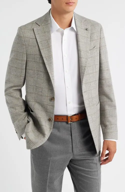 JACK VICTOR Hampton Tan Glen Check Knit Wool Sport Coat