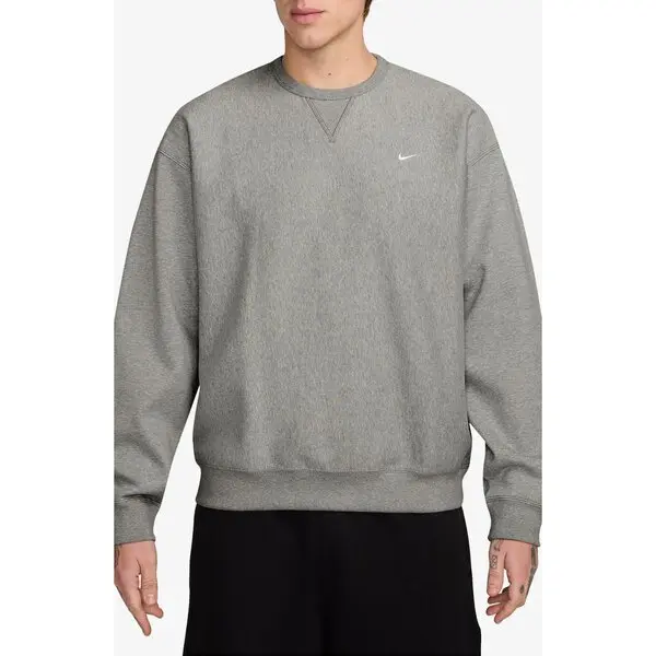 Nike Fleece Crewneck Sweatshirt - 063 Dk Grey Heather/white