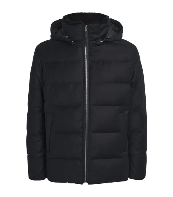 YVES SALOMON Wool-silk Green Storm System Mink-trim Puffer Jacket - Navy