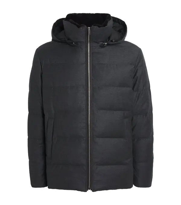 YVES SALOMON Wool-silk Mink-trim Puffer Jacket