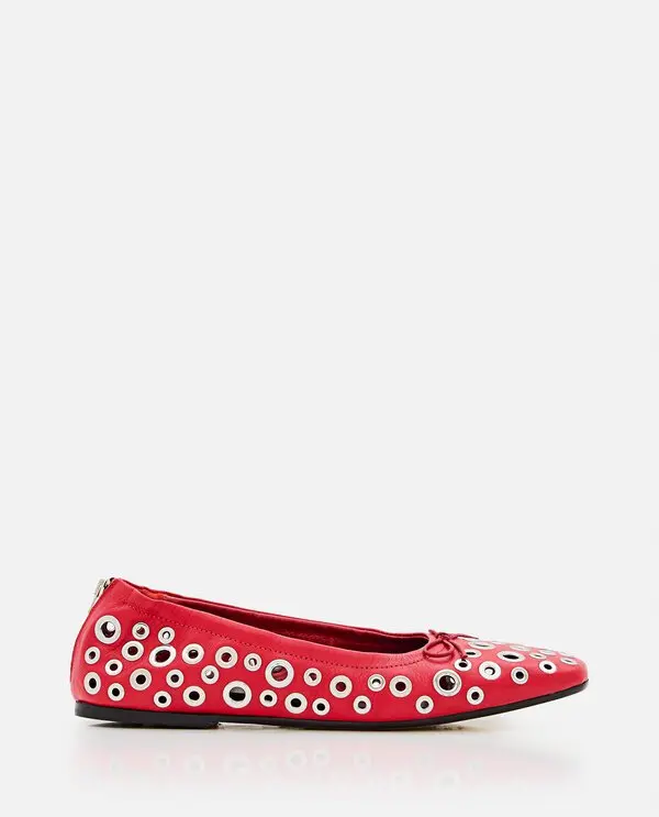 Golden Goose Leather Ballerinas With Metal Eyelets - Red