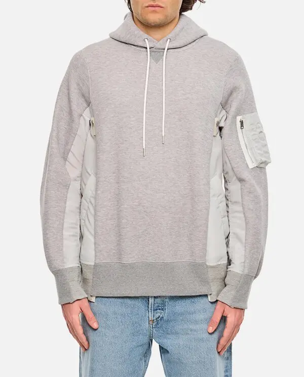 Sacai Terry Sweatshirt With Hood In Twill And Nylon