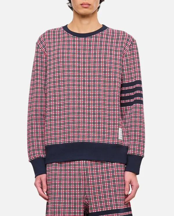 Thom Browne Cotton Crewneck Sweatshirt With Stripes