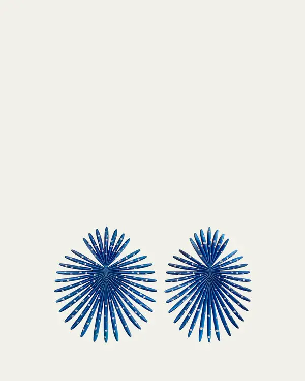 GIORGIO B Small Palma Blue Titanium Diamond Earrings