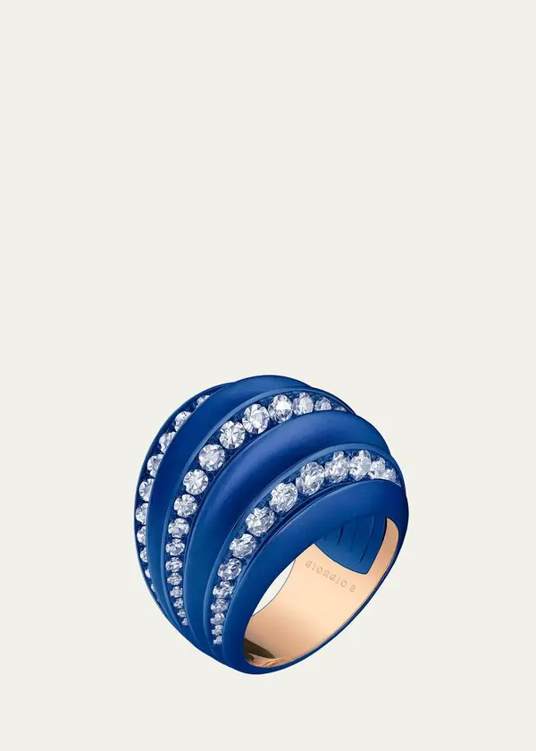 GIORGIO B Palma Blue Titanium And 18k Rose Gold Statement Ring With Diamonds