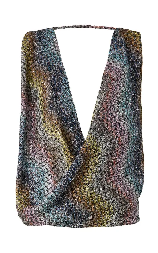 Missoni Chevron Draped Caperdoni-knit Top