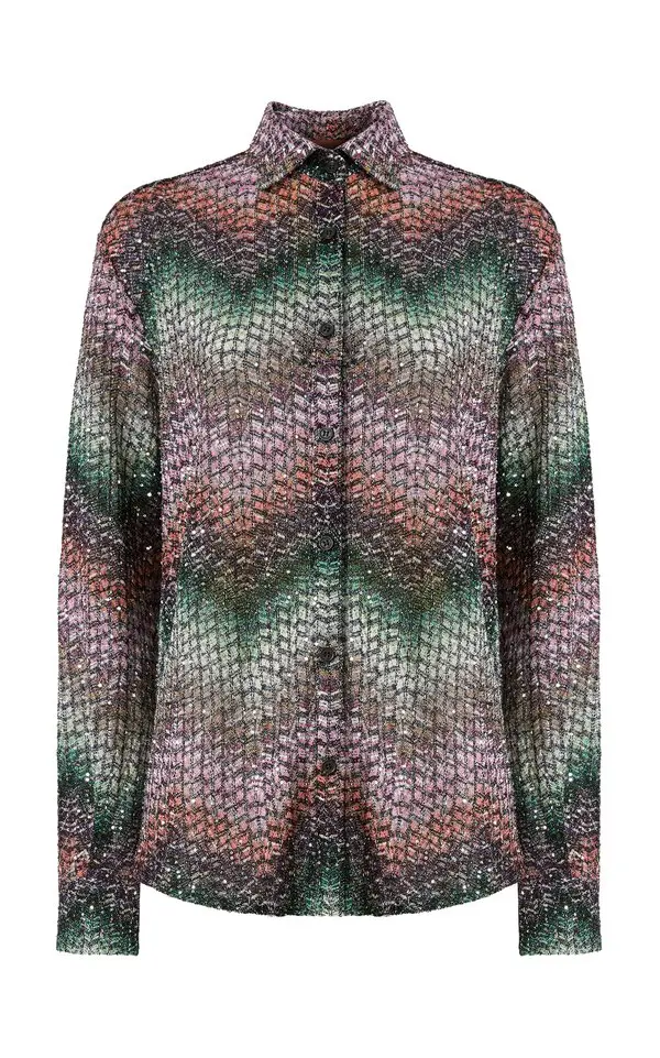 Missoni Chevron Long Sleeve Button-down Top