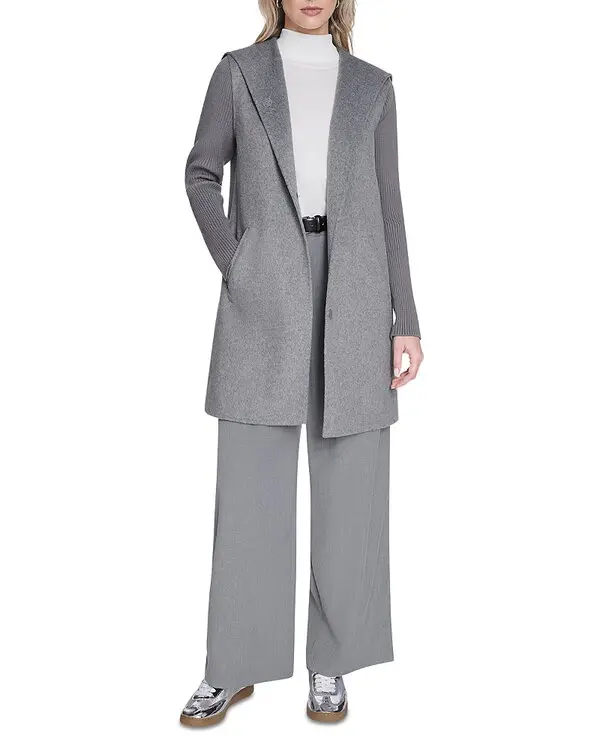 KENNETH COLE Hooded Double Face Coat - Grey